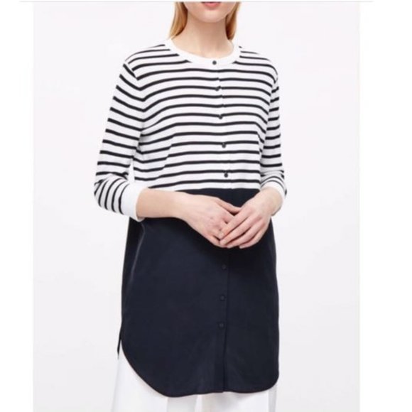 COS | Tops | Cos Navy Striped Dress Tunic With Silk Bottom | Poshmark